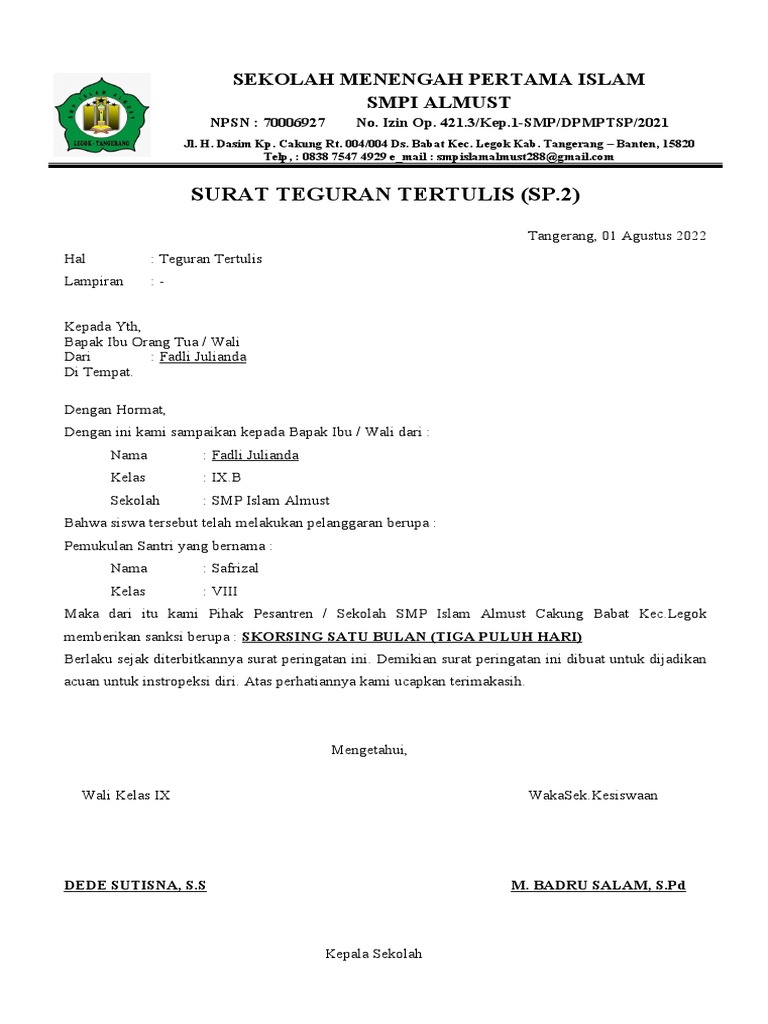 Surat SP Teguran | PDF
