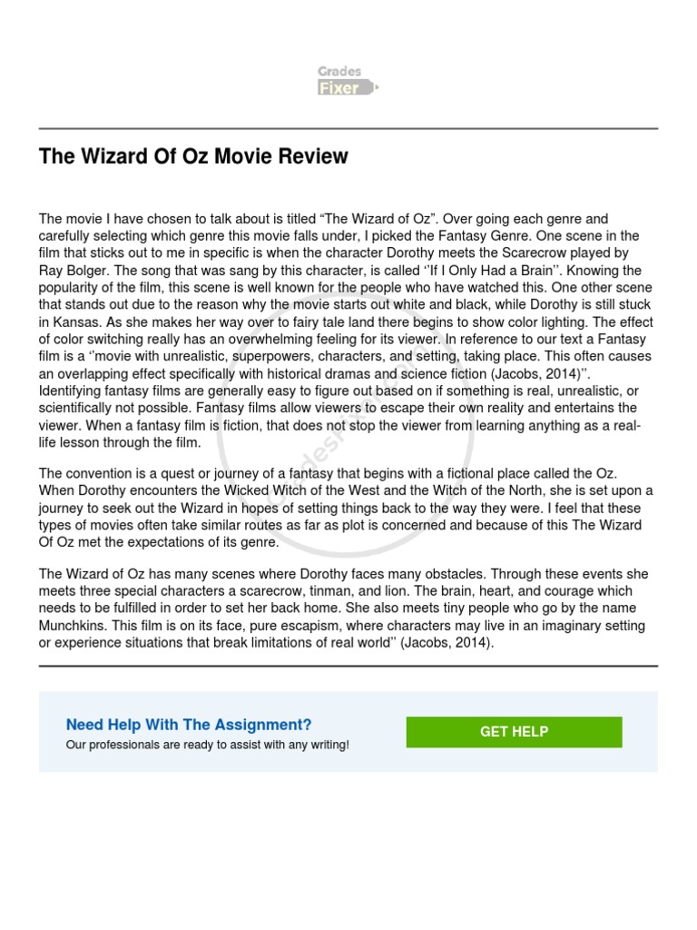 The Wizard of Oz Movie Review | PDF | Young Adult | General Fiction