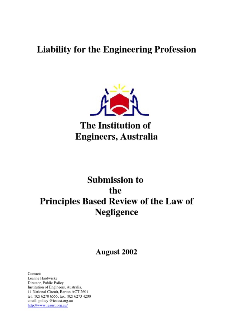 Liability For The Engineering Profession: August 2002 | PDF ...
