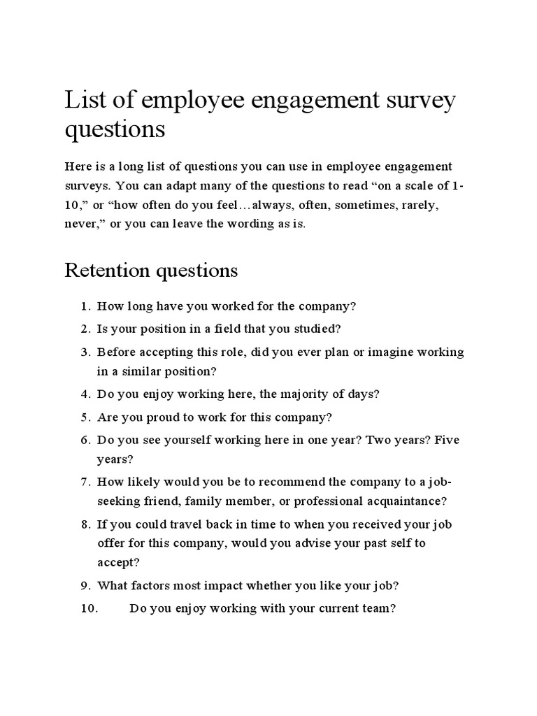Employee Engagement Survey | PDF