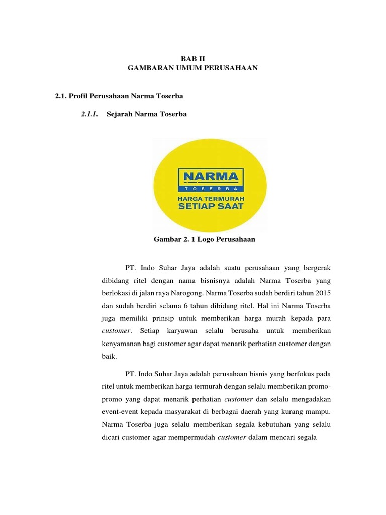 Profil dan Strategi Narma Toserba | PDF | Karier & Perkembangan | Bisnis