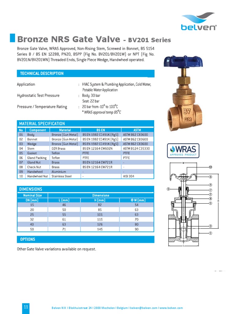 Bronze NRS Gate Valve BV201 & BV203 | PDF