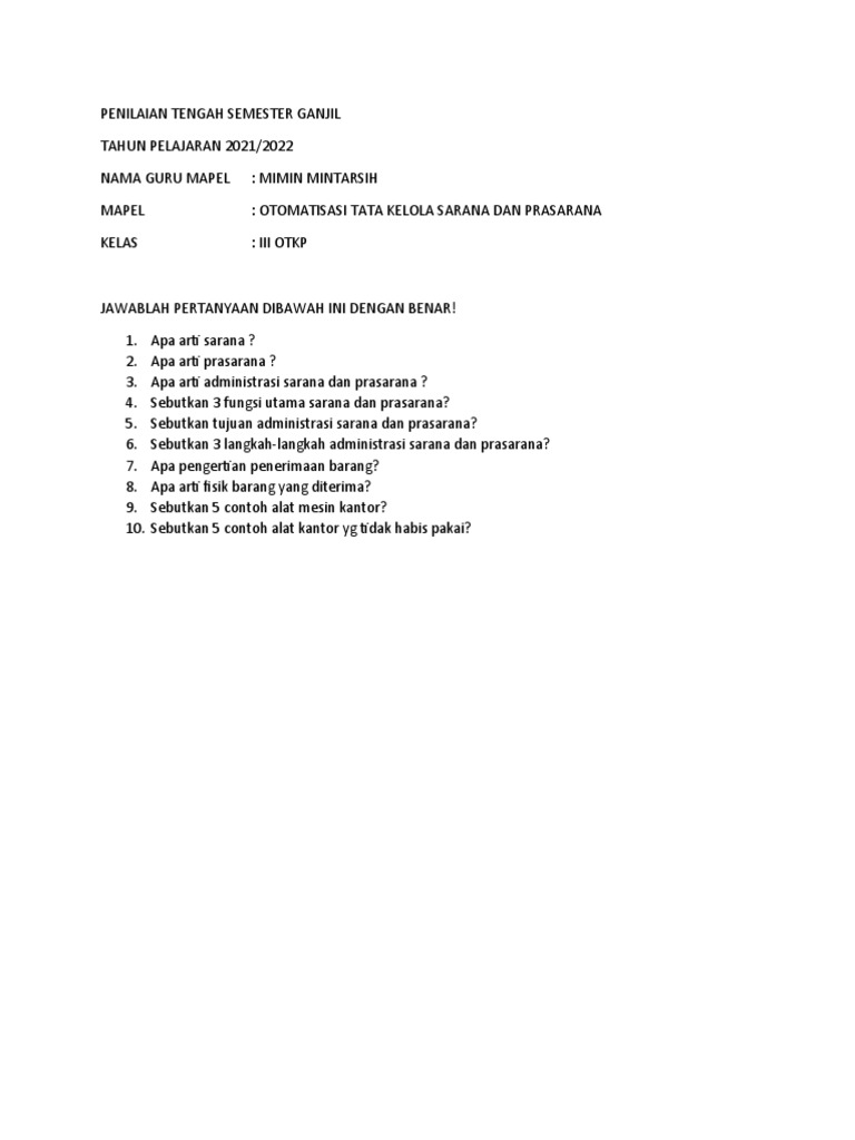 Soal PTS Mimin KLS 3 Otkp | PDF | Karier & Perkembangan | Komputer