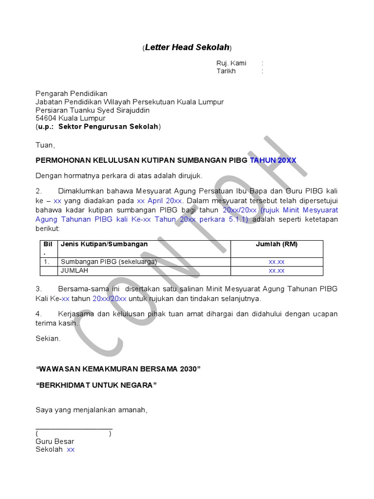 Contoh Surat Permohonan Kutipan | PDF