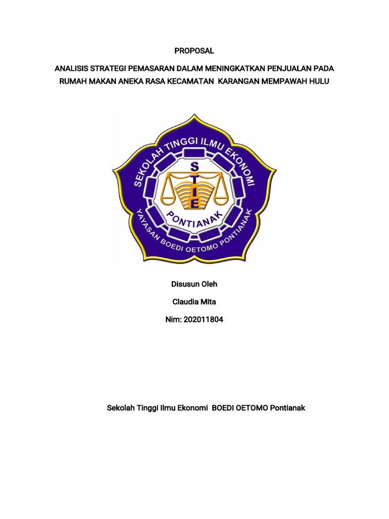 Proposal Riset Pemasaran Claudia Mita 202011804 | PDF