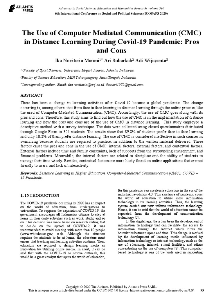 The Use of Computer Mediated Communication (CMC) in Distance Learning ...
