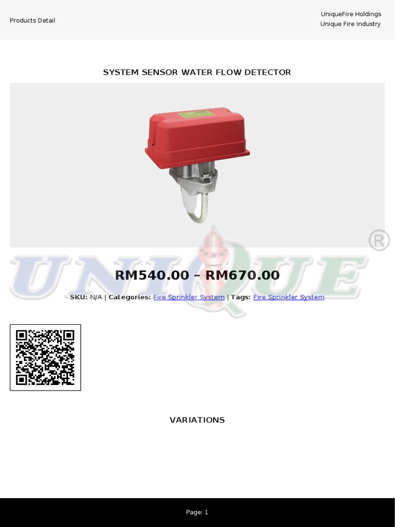 System Sensor Water Flow Detector | PDF | Sensor | Chemical Engineering