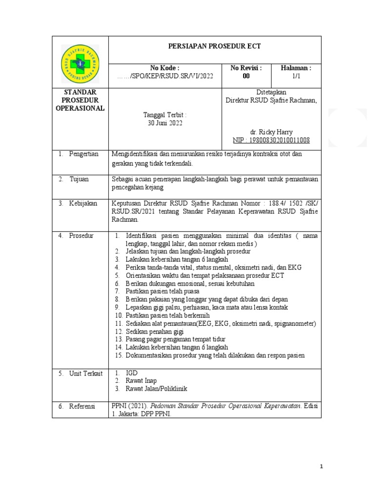 SPO Persiapan Prosedur ECT | PDF
