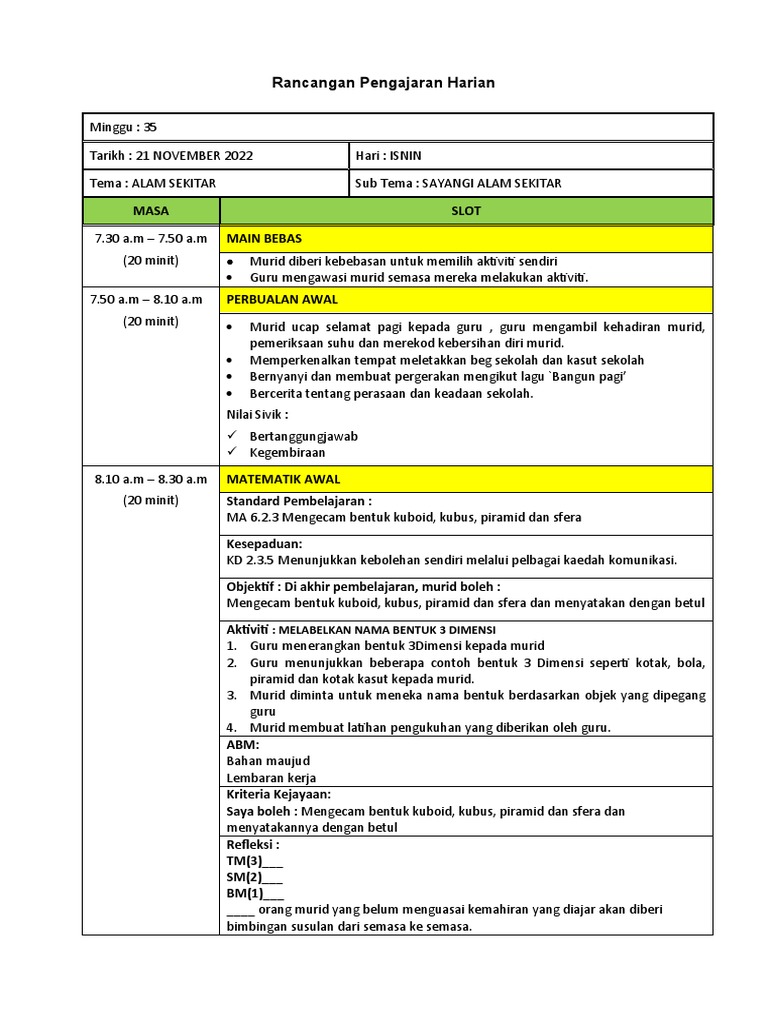 RPH M35 - Sayangi Alam Sekitar | PDF