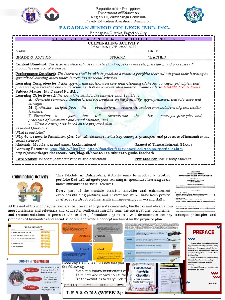 Grade 12 Culminating Activity Module | PDF | Learning | Teachers