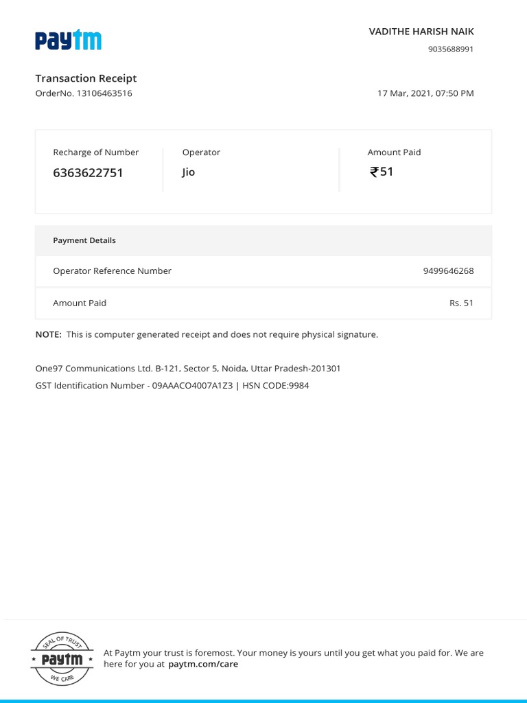 Invoice 13106463516 Jio 17-Mar | PDF