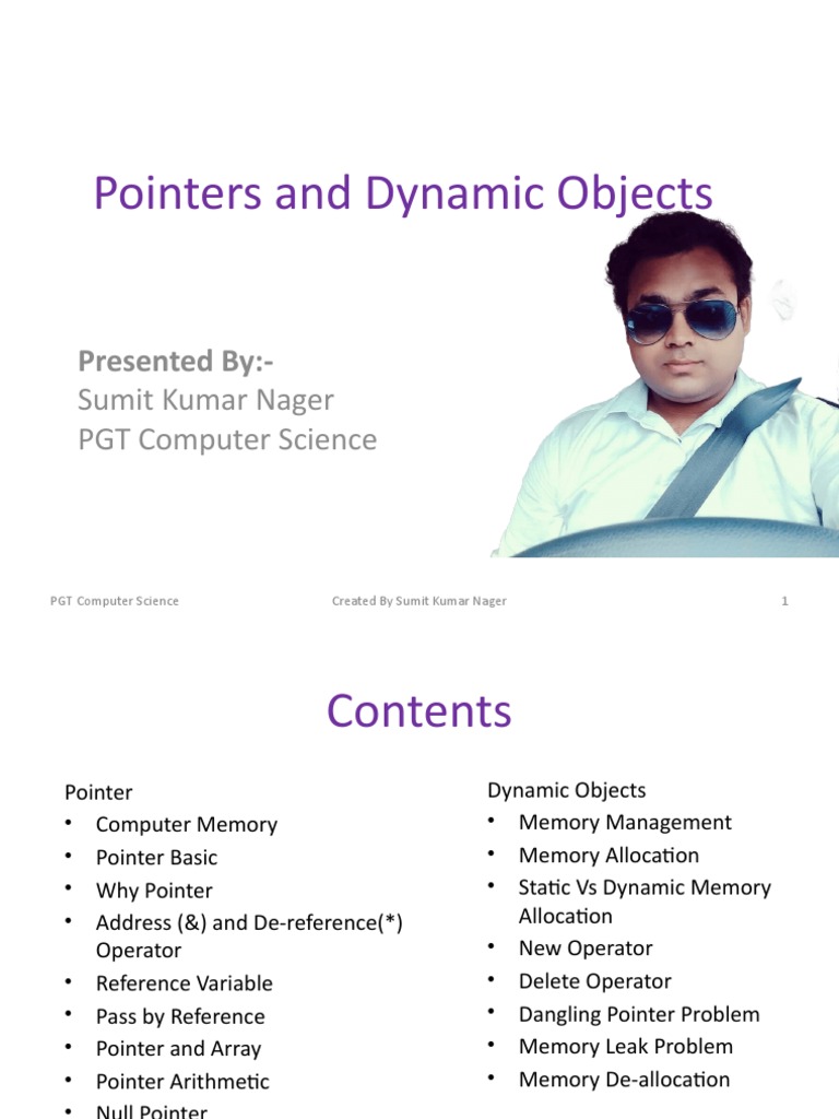 Pointers Pointers and Dynamic Objects by Sumit Kumar Nager | PDF | Pointer (Computer Programming ...