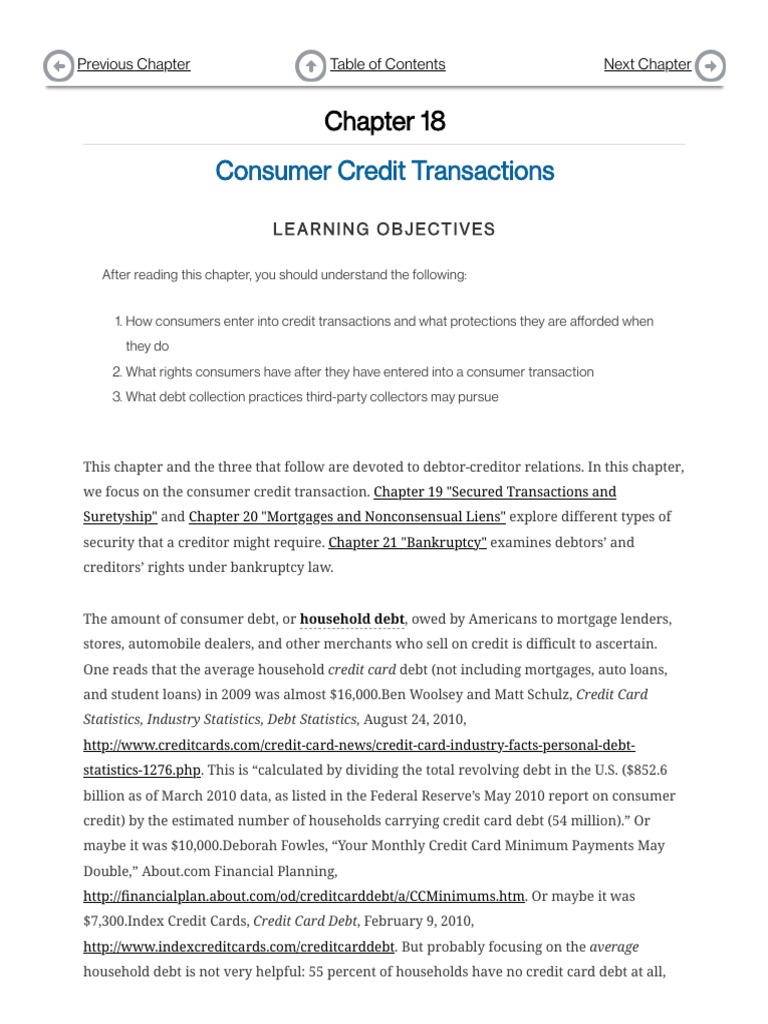 Consumer Credit Transactions | PDF | Credit | Finance & Money Management