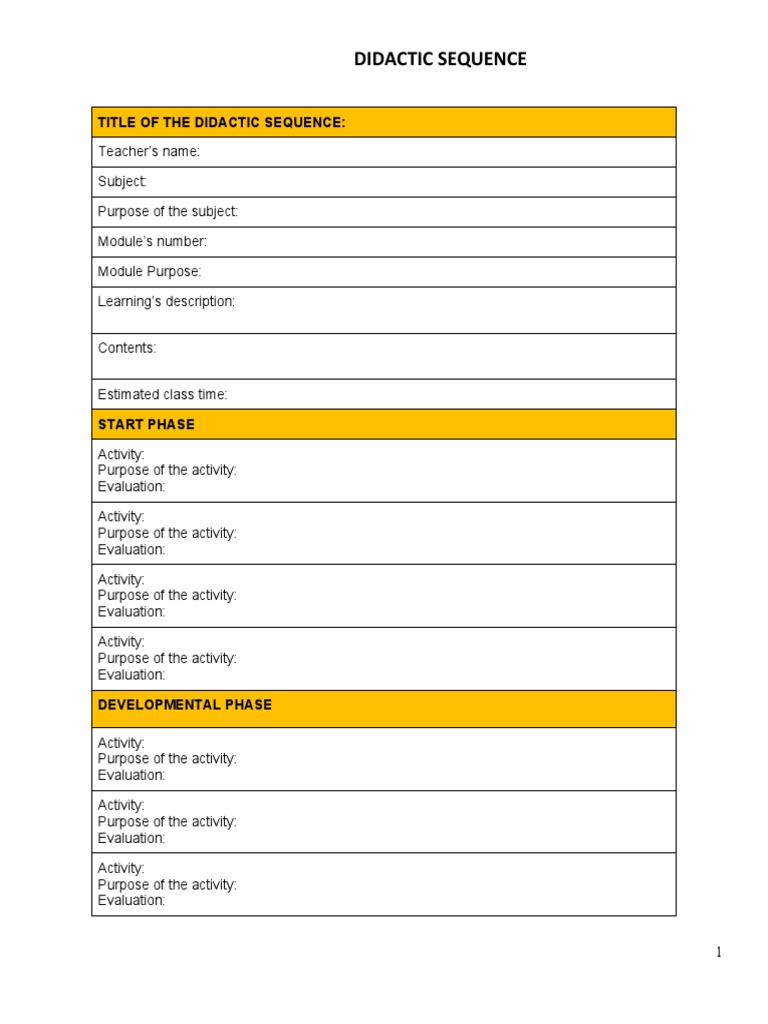 Didactic Sequence Format | PDF
