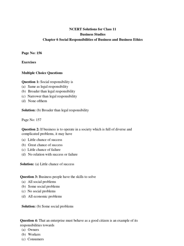 Chapter 6 Social Responsibilities of Business and Business Ethics | Download Free PDF ...