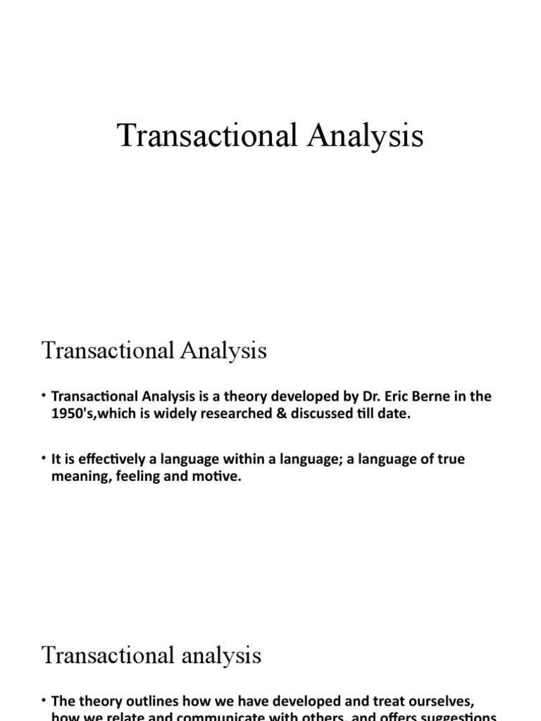 Transactional Analysis | PDF | Psychology | Psychological Concepts