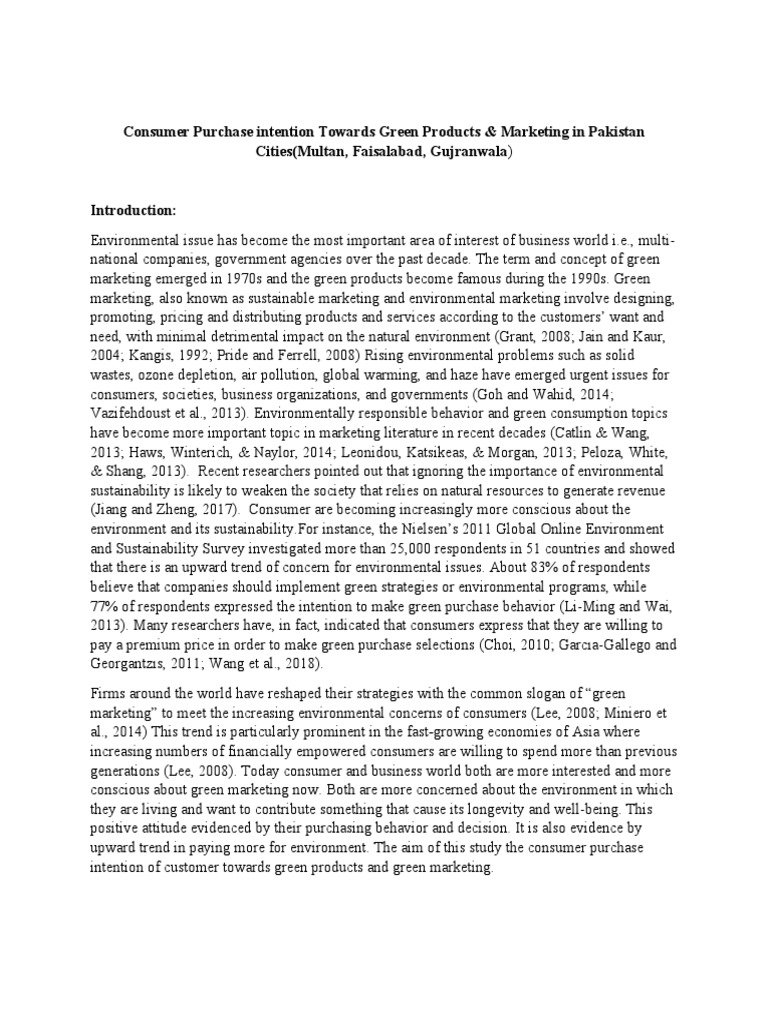 Consumer Purchase Intention Towards Green Products | PDF | Qualitative ...