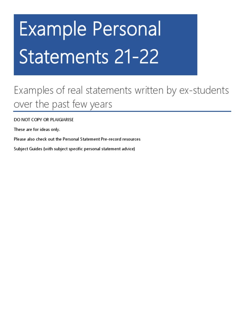 Example Personal Statements 21 22 4872 5600 | PDF | Anthropology | Science