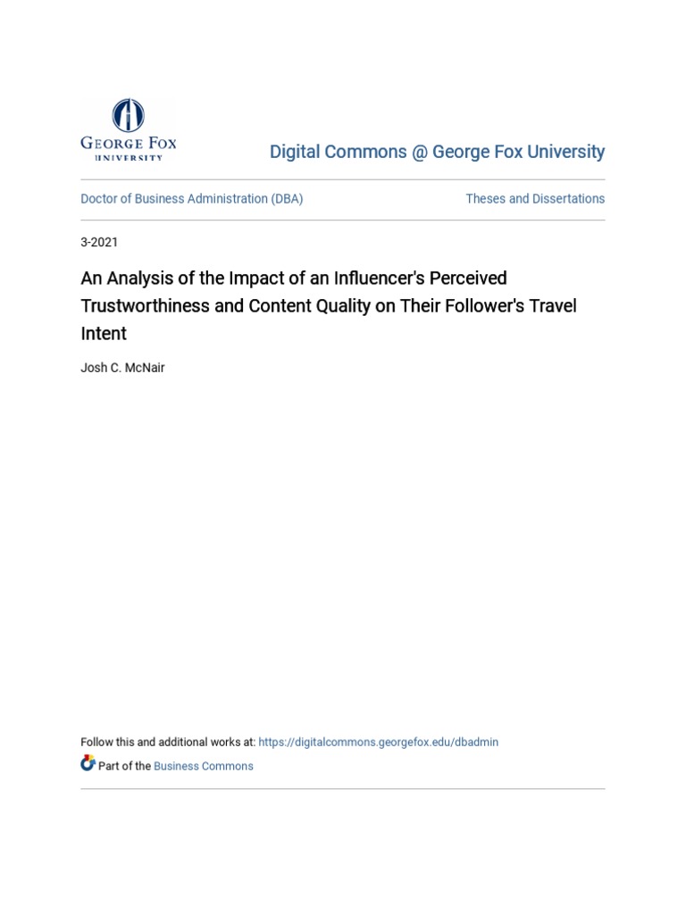 An Analysis of The Impact of An Influencers Perceived Trustworth | PDF