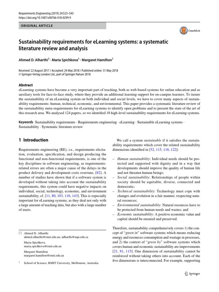 Sustainability Requirements For Elearning Systems: A Systematic ...