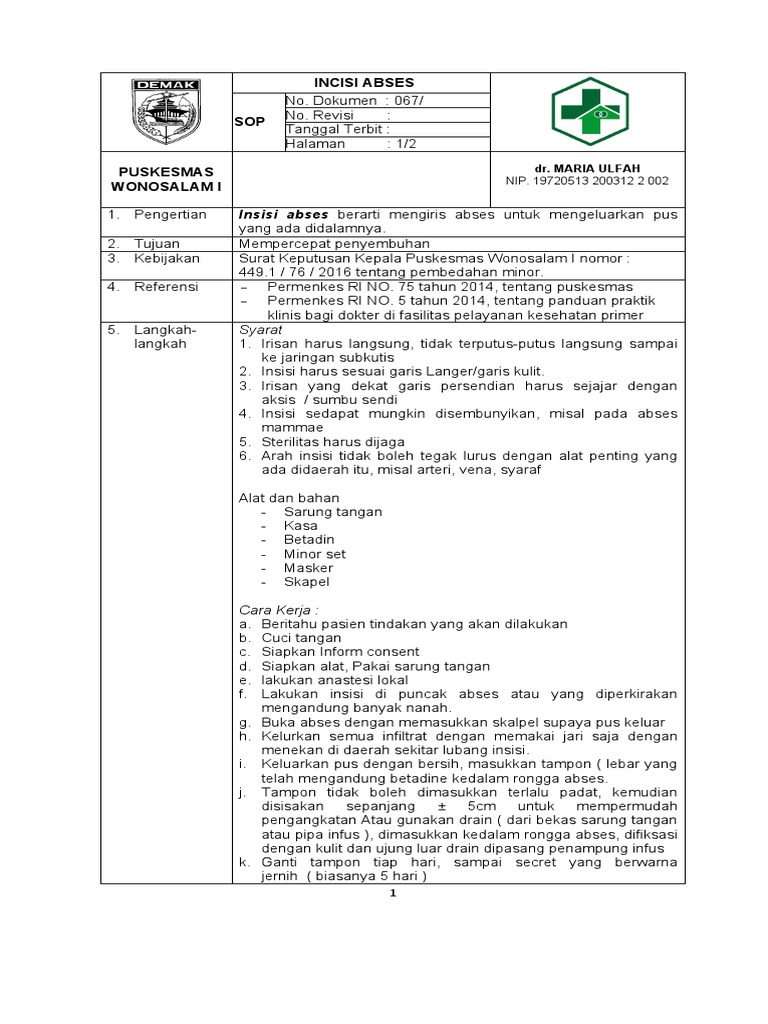 Prosedur Insisi Abses di Puskesmas | PDF