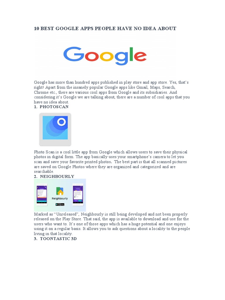 10 Lesser-Known Google Apps | PDF | Computing | Software