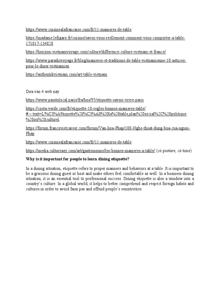 Maniere de Table | PDF | Repas | Cuisine