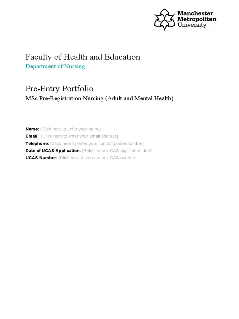 2022 MSC in Nursing Pre Entry Portfolio V4 | PDF | Nursing | Health Care