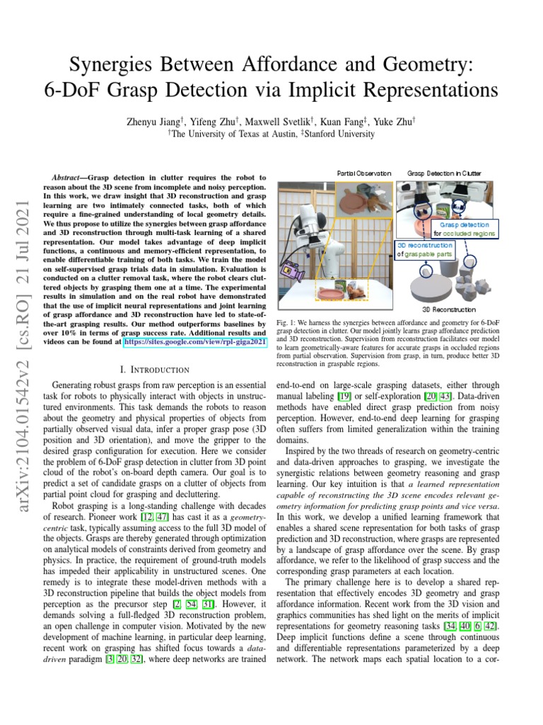 Jiang Synergies Between Affordance and Geometry 6-DoF Grasp Detection ... Jiang Synergies Between Affordance and Geometry 6-DoF Grasp Detection ...