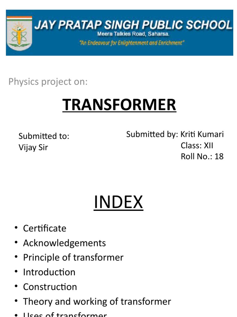 Phy Project | PDF | Transformer | Inductor