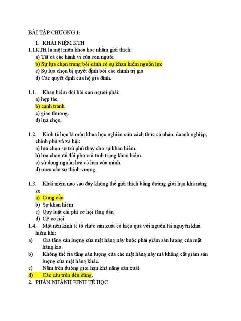 bài tập CHƯƠNG 1+2 - KTHDC | PDF