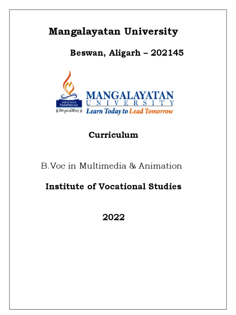 B.Voc in Multimedia & Animation Curriculum | PDF | 3 D Computer ...