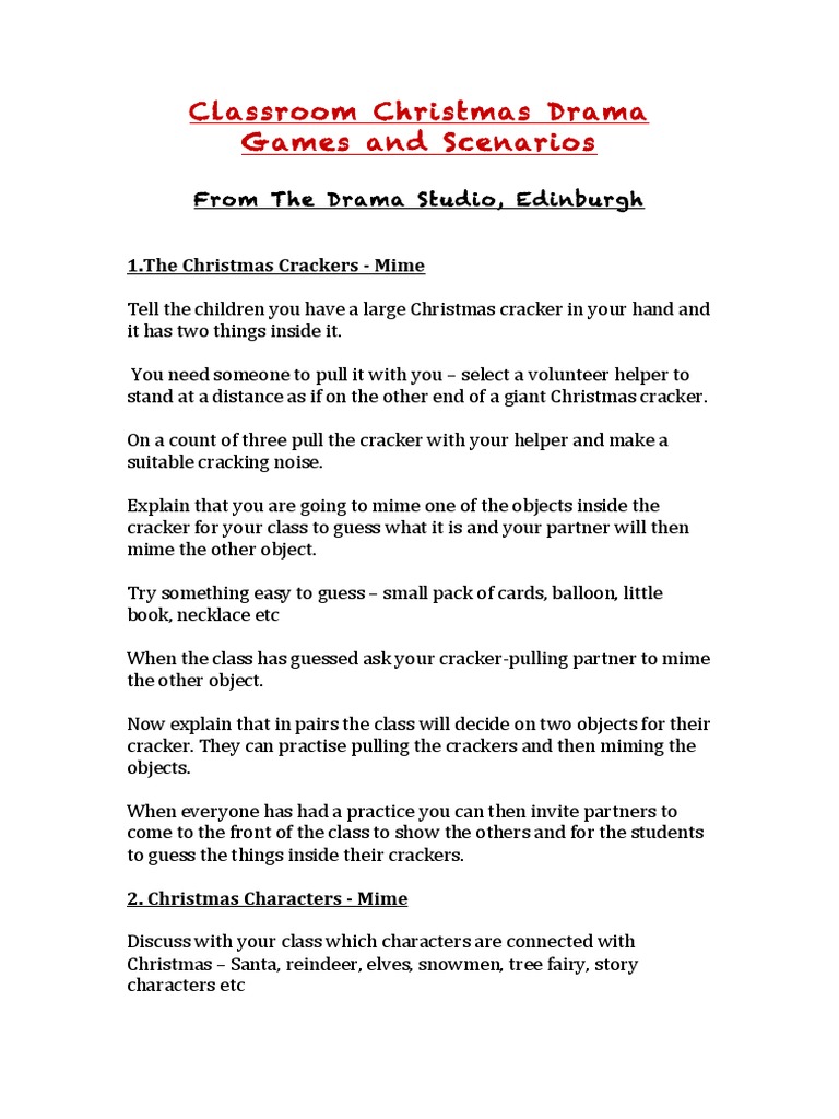 Christmas Classroom Drama Activities | PDF | Santa Claus