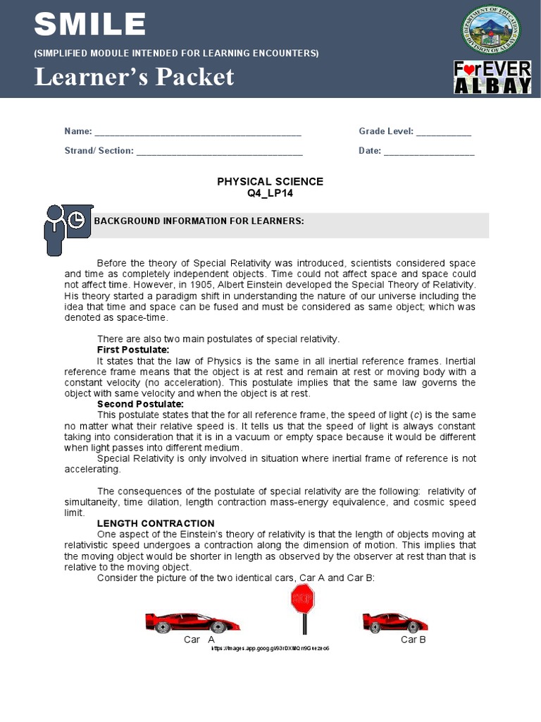 Q4 LP14 Physci 1 | PDF | Special Relativity | Mass