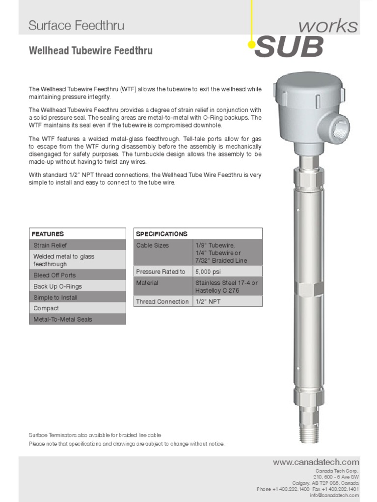 Wellhead Tubewire Feedthru Overview | PDF | Wire | Pipe (Fluid Conveyance)