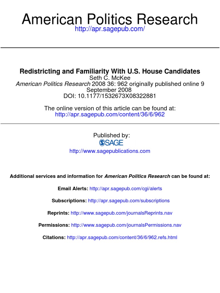 American Politics Research Redistricting and Familiarity With U.S ...