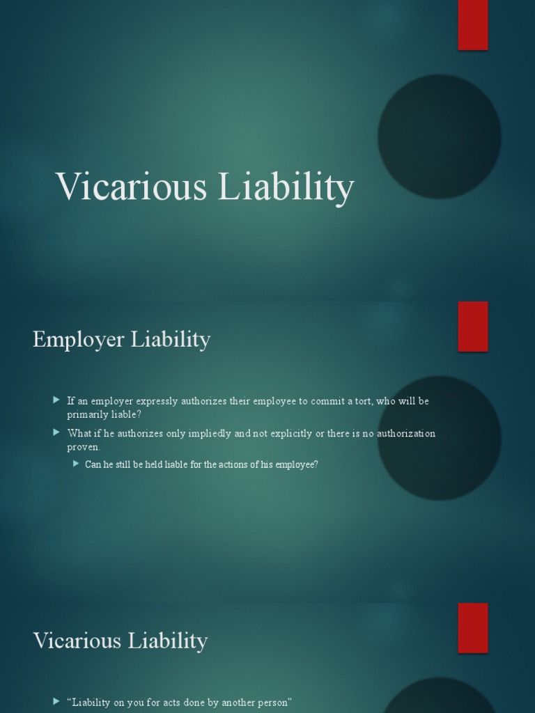 3 Vicarious Liability | PDF | Legal Liability | Vicarious Liability