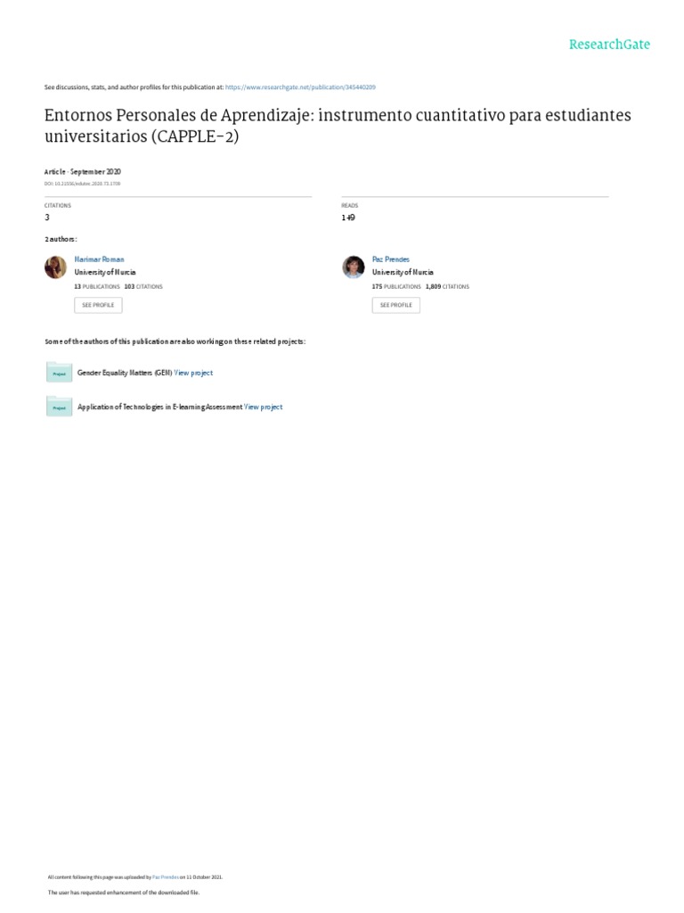 Instrumento CAPPLE-2 para PLE Universitarios | PDF | Aprendizaje
