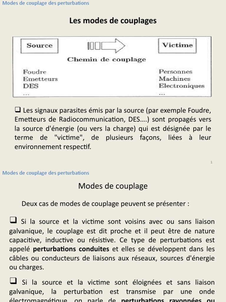 Modes de Couplage Électromagnétique | PDF | Compatibilité ...