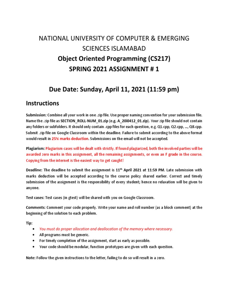 OOP - Assignment - 1 - Spring 2021 | PDF | Subroutine | Array Data Structure