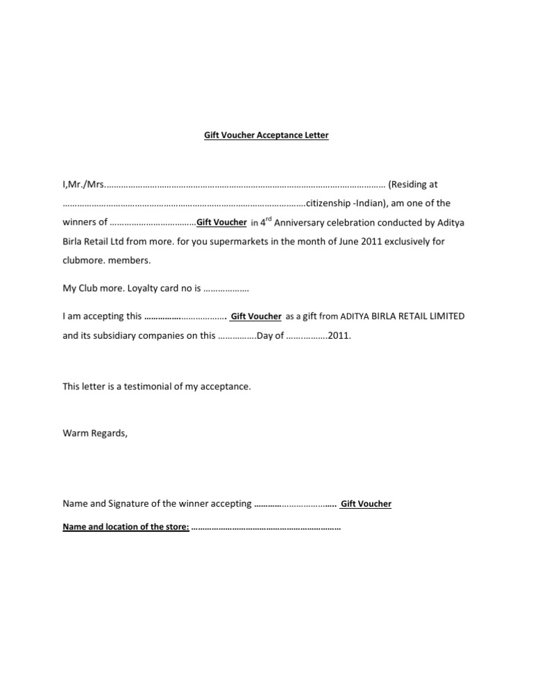 Gifts Acceptance Template | PDF