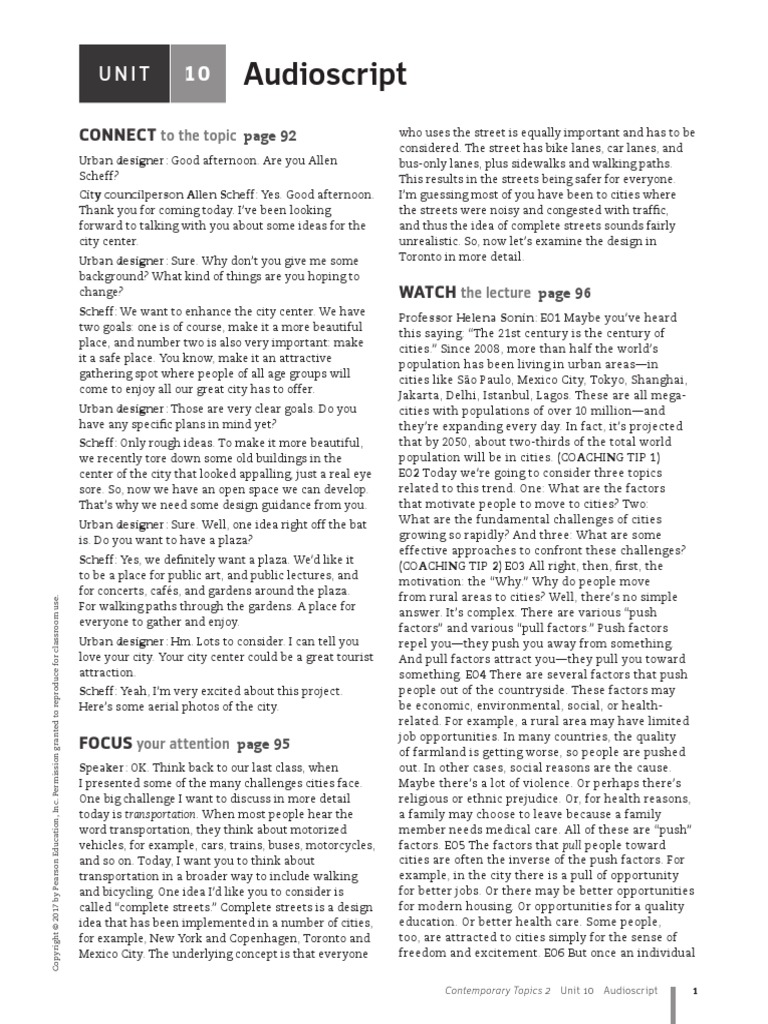 CONT TP LVL2 0808 U10 Audio | PDF | Transport | City