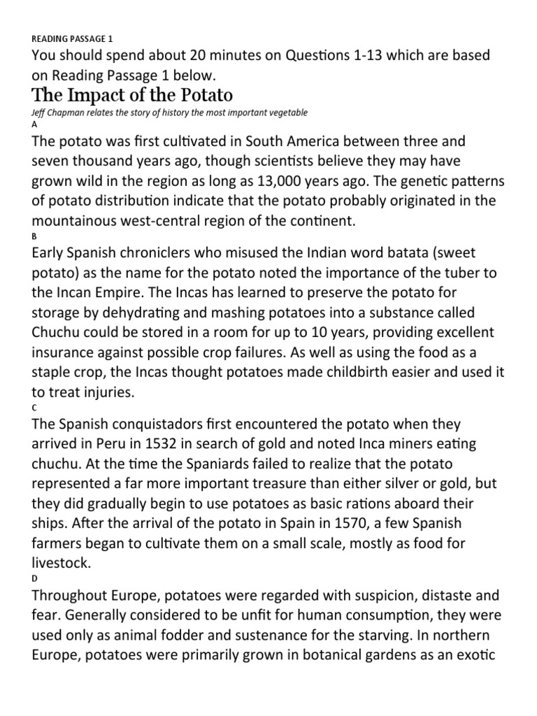 READING The Impact of The Potato | PDF | Social Science