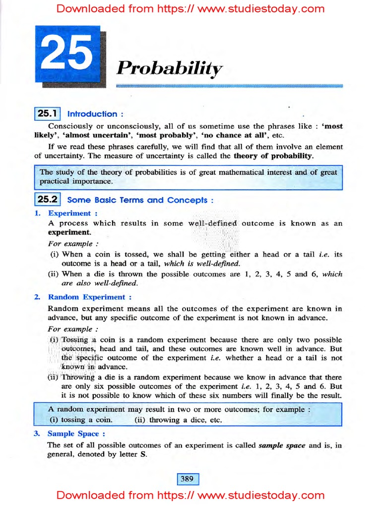 ICSE Class 10 Maths Chapter 25 Probability | PDF | Wellness
