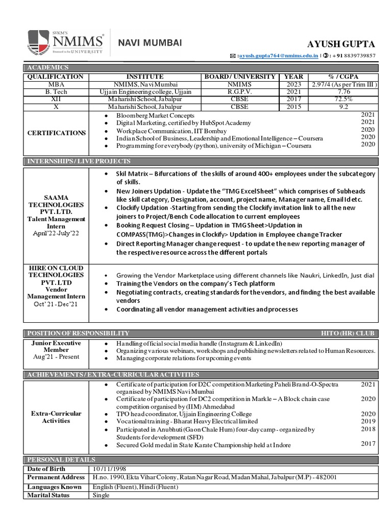 CV - Ayush Gupta - Ayush Gupta | PDF | Business