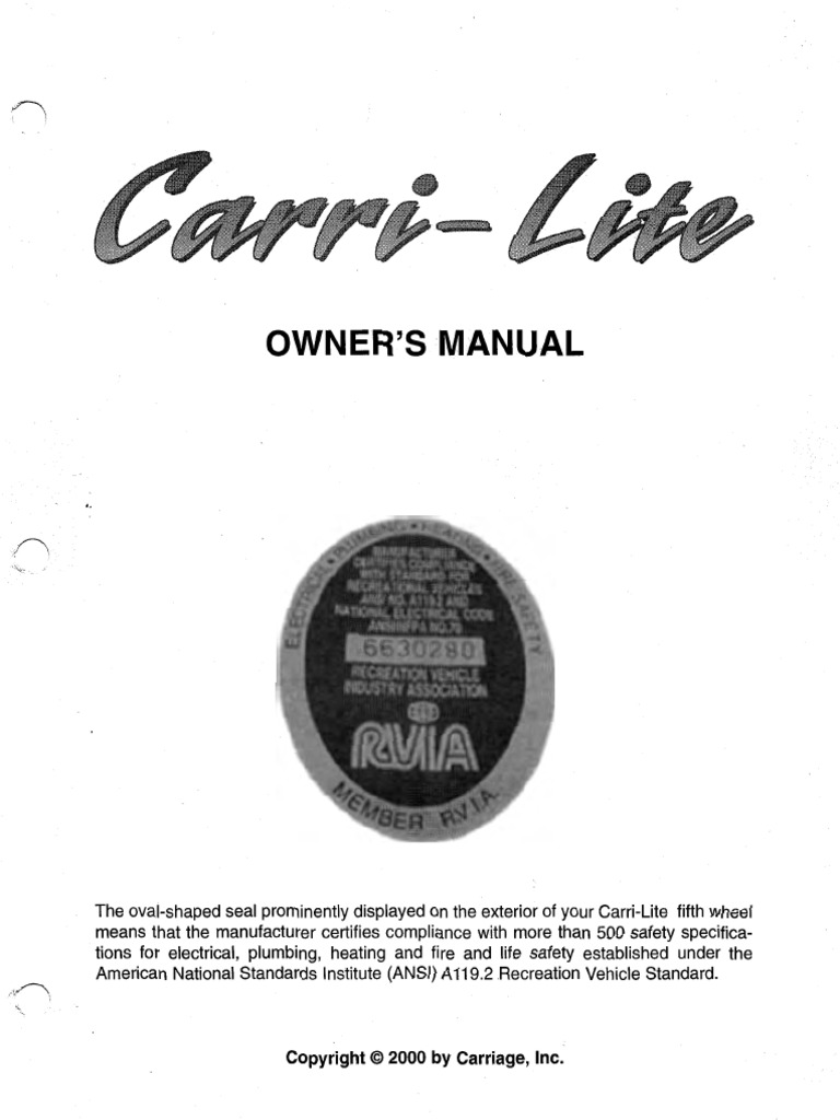 Carriage 2001 Carri Lite RV Owners Manual en | PDF | Liquefied ...