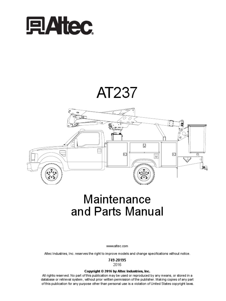 Altec AT237 Maintenance and Parts Manual en | PDF | Valve | Bearing ...