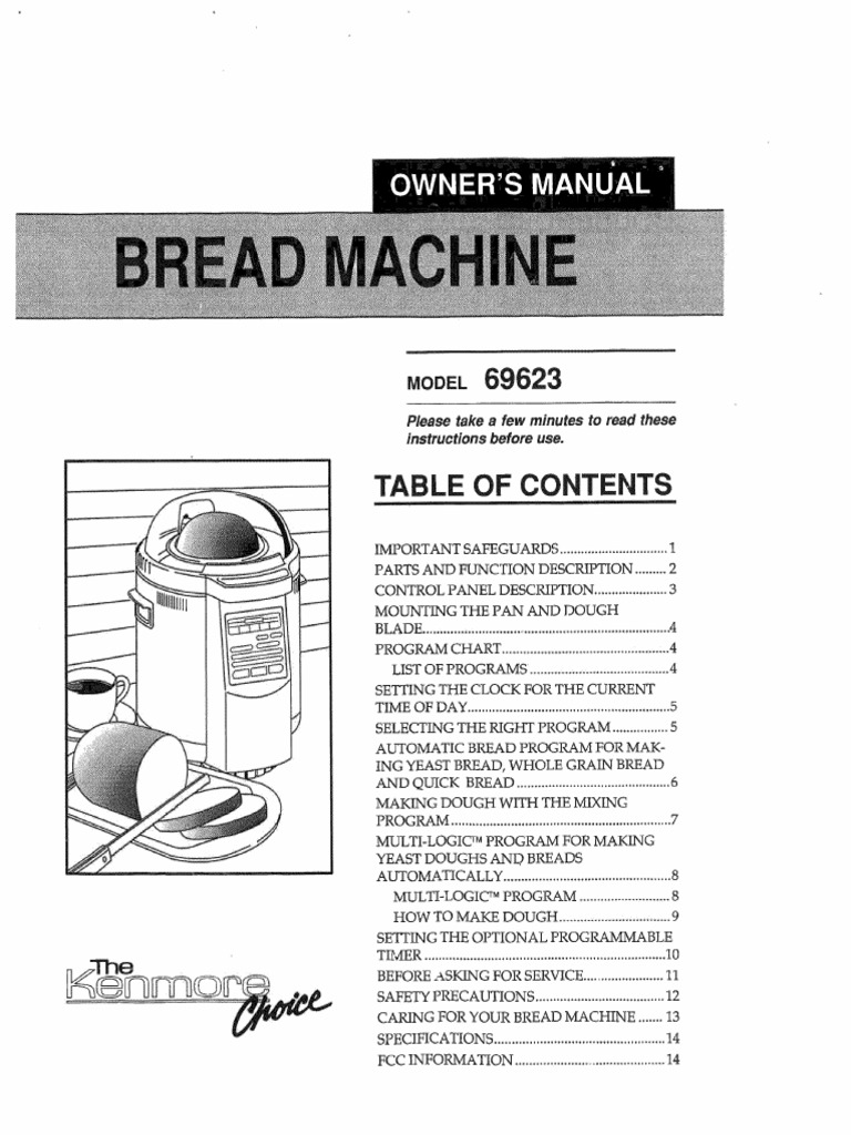 Kenmore 69623 Bread Machine Owners Manual en | PDF | Breads | Dough