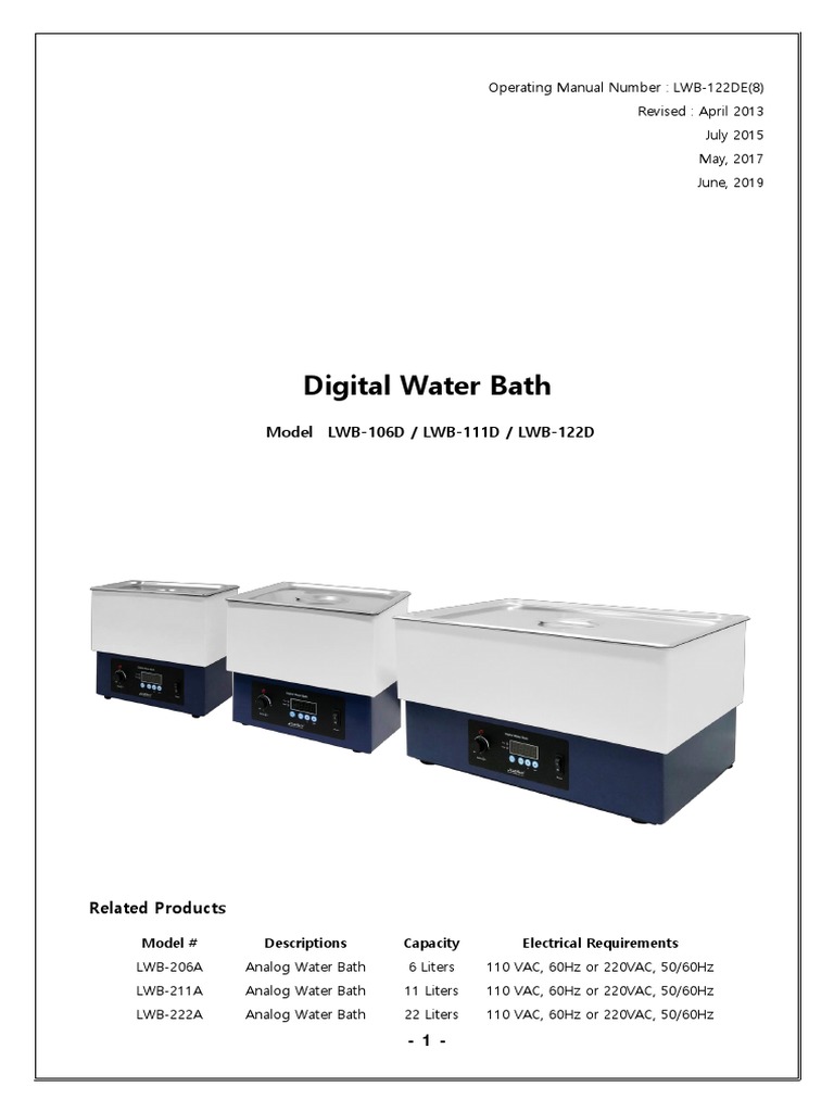 최신본 - LWB-D Digital Water Bath ENG-2-변환됨 | PDF | Ac Power Plugs And ...