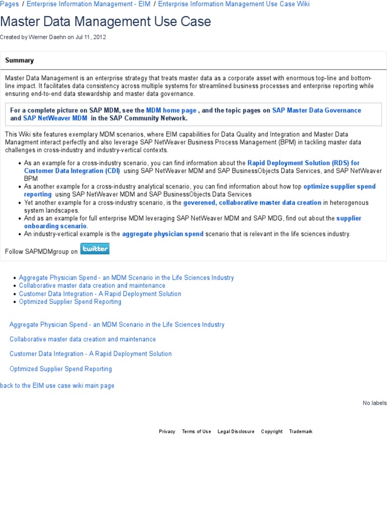 Master Data Management Use Case | Download Free PDF | Business Process ...